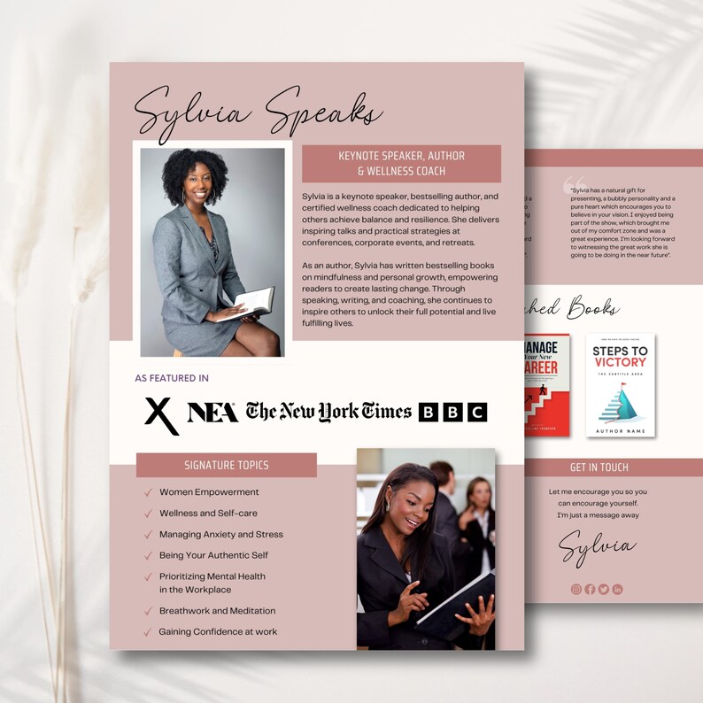 Speaker Media Kit: Canva Template for Authors & Coaches (digital ...