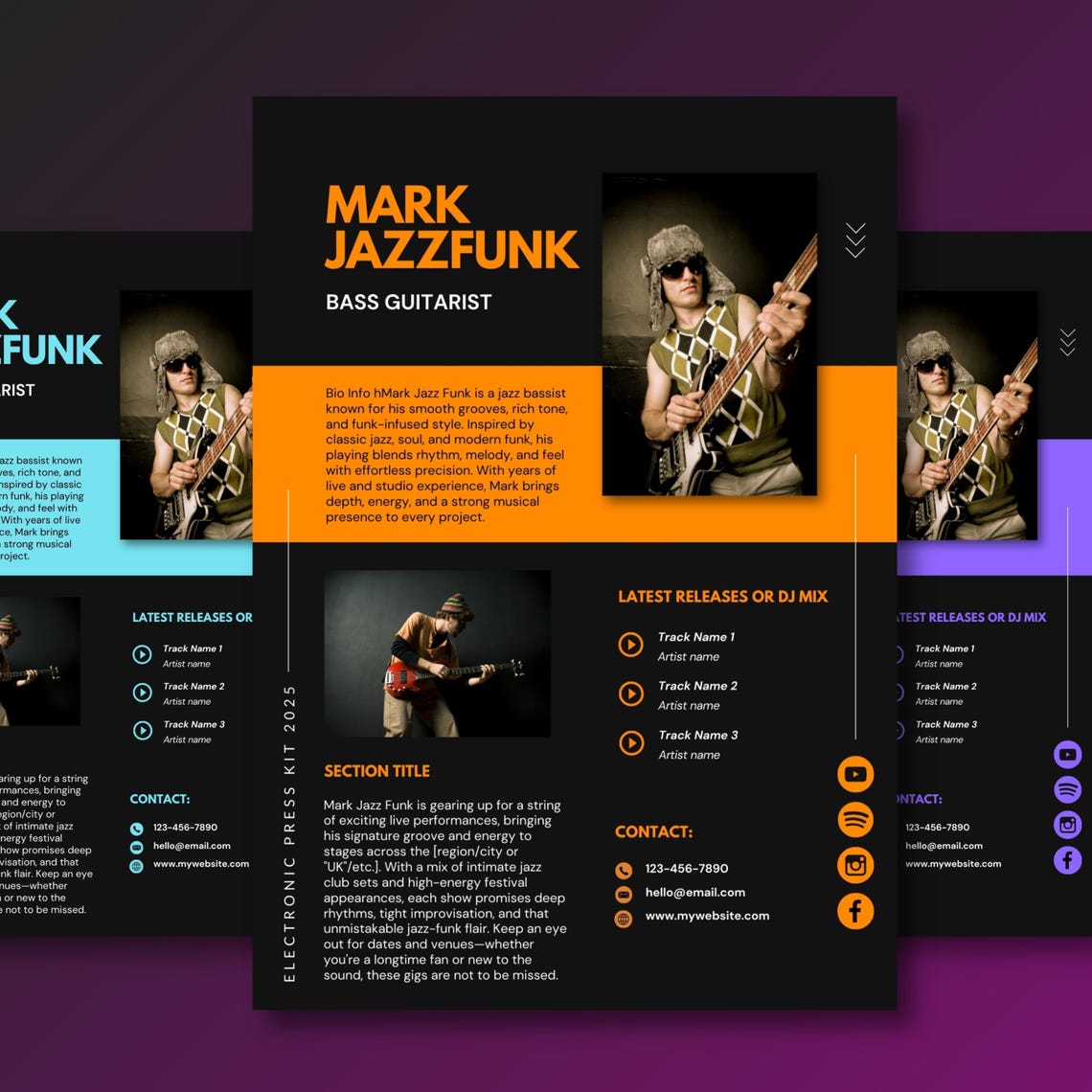 Music Press Kit Template | Artist & Band EPK | 1 Page Media Kit for ...