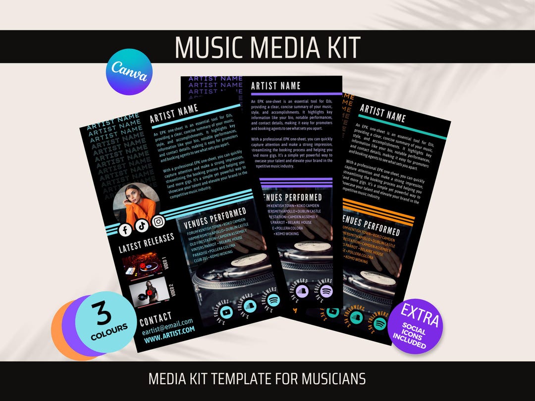 Music Media Kit Template: Musician EPK, Canva Design (digital Download ...