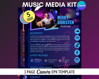 3-page Band Press Kit | Media Kit Template for Musicians | Press Kit for Music Artists ...