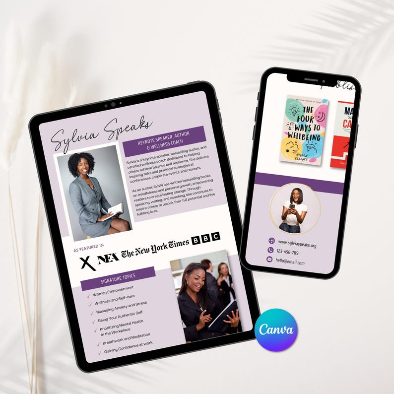 Speaker Media Kit Canva Template: EPK for Authors & Coaches - Etsy