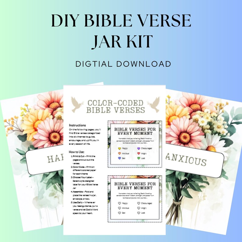 DIY Bible Verse Jar Kit: Color-coded Scripture, Christian Gift ...