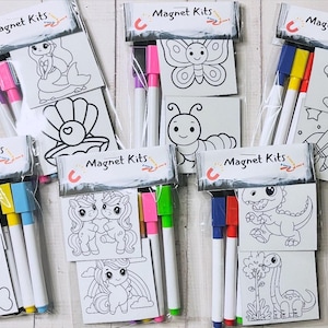 DIY Coloring Magnet Kit: Reusable Magnets & Markers, Party Favor - Etsy