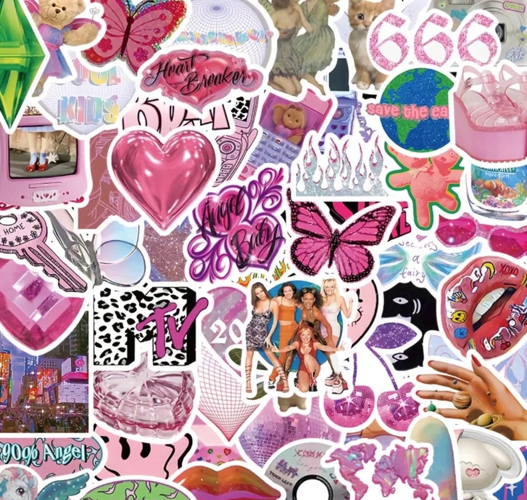 58 Pack Y2K Aesthetic Stickers - Vaporwave Retro Inspired, Trendy PVC ...