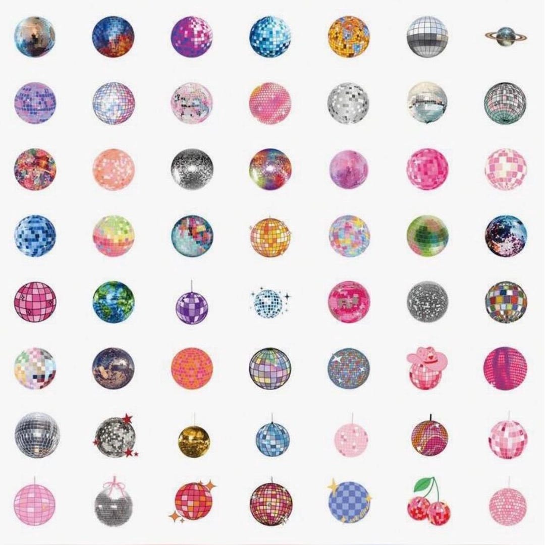 56PCS Disco Ball Stickers Vinyl Aesthetics Stickers for Scrapbooking ...