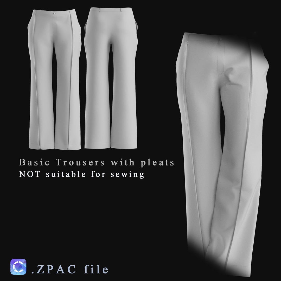 HQ Clo 3D Basic Trousers With Pleats - Etsy