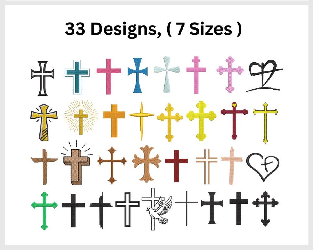Cross Embroidery Design Bundle, Jesus Christian Cross Set Embroidery ...