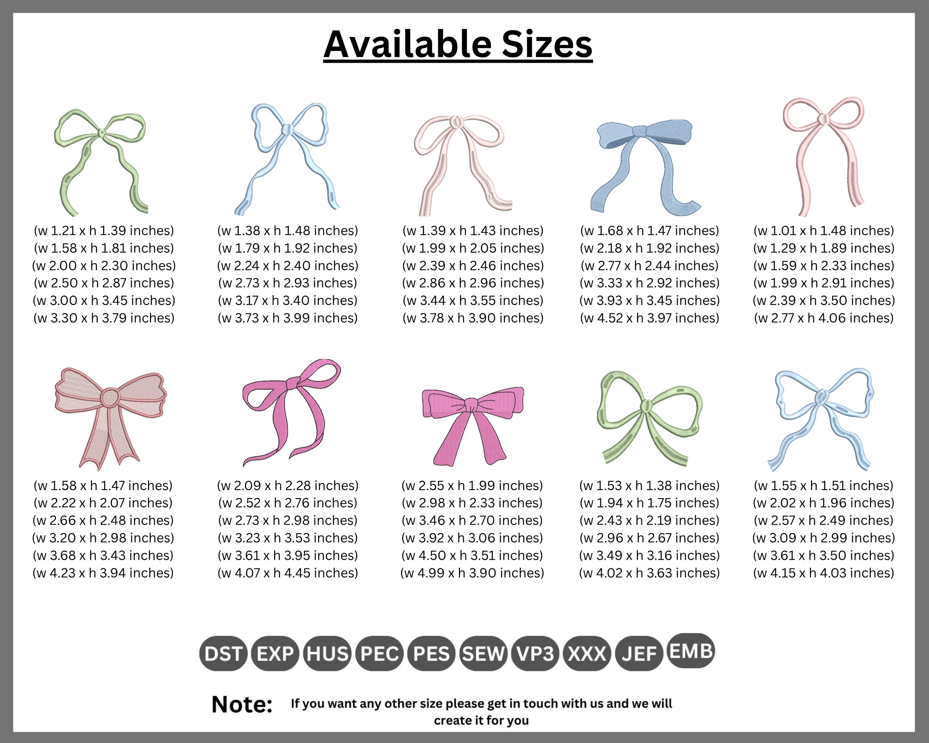 Set of 14 Mini Bows Embroidery Designs - Bows Machine Embroidery - Cute ...