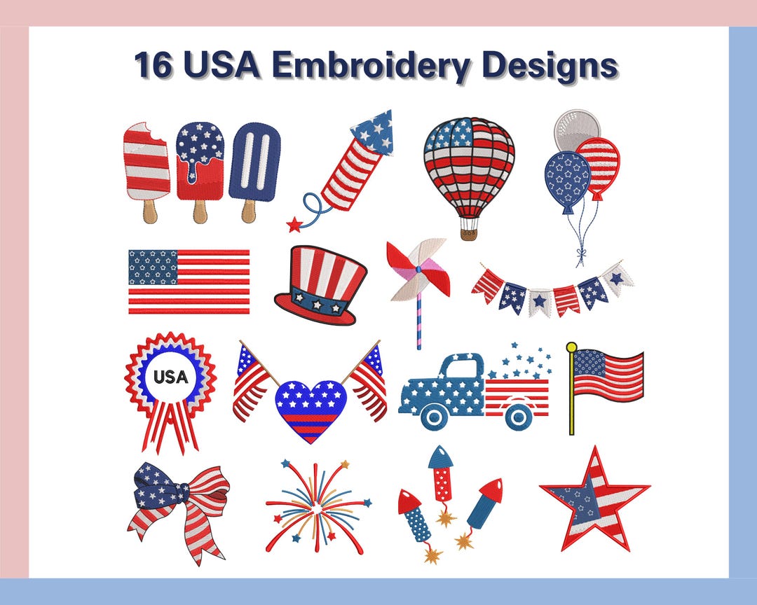 4th of July Embroidery Designs, Independence Day Machine Embroidery ...
