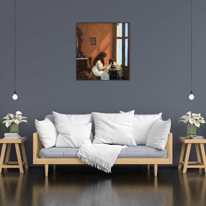 Edward Hopper Girl at Sewing Machine Poster Office Decor Hopper Canvas ...