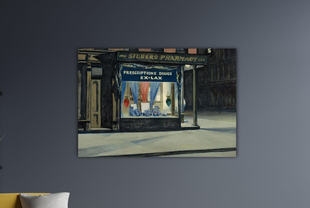 Edward Hopper Drugstore 1927 Poster Office Decor Canvas Hopper Painting ...
