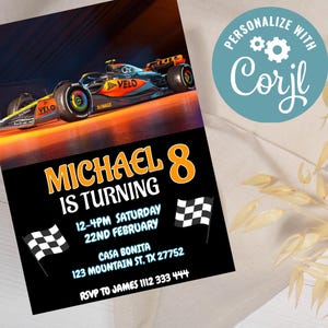 Editable Mclaren Formula 1 Birthday Invitation | Digital Mclaren F1 ...