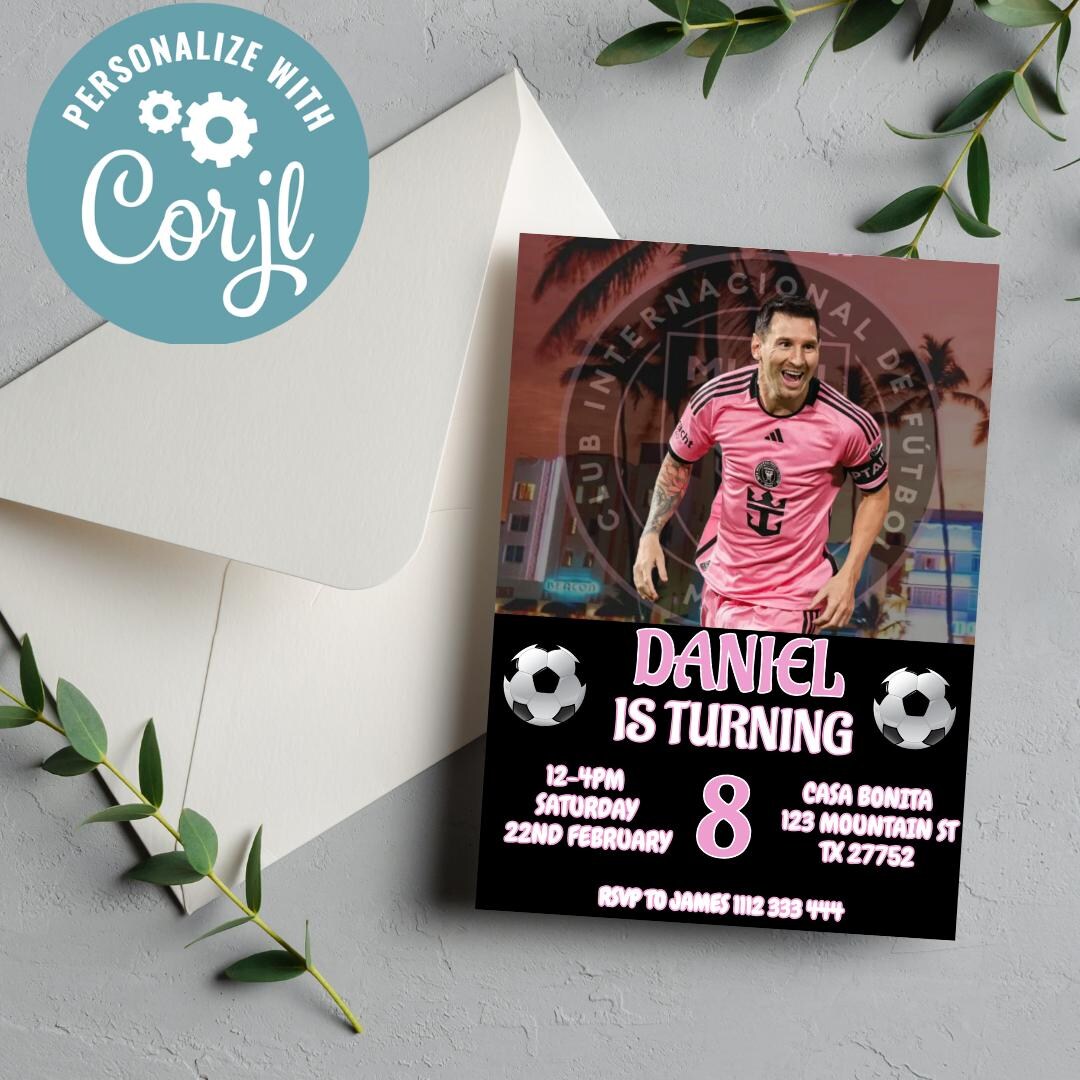 Editable Lionel Messi Birthday Invitation, Soccer Party Digital Invite ...