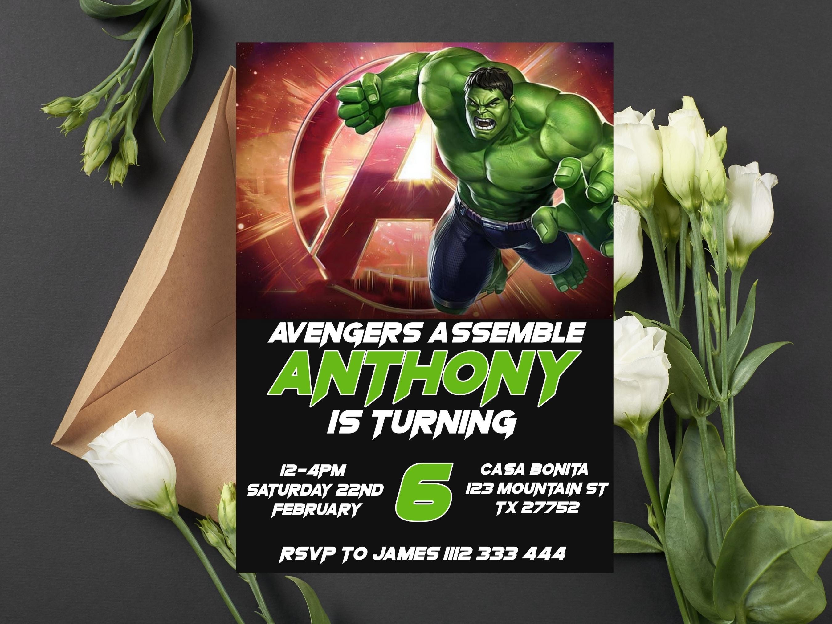 Editable the Hulk Birthday Invitation | Digital Hulk Invitation | the ...