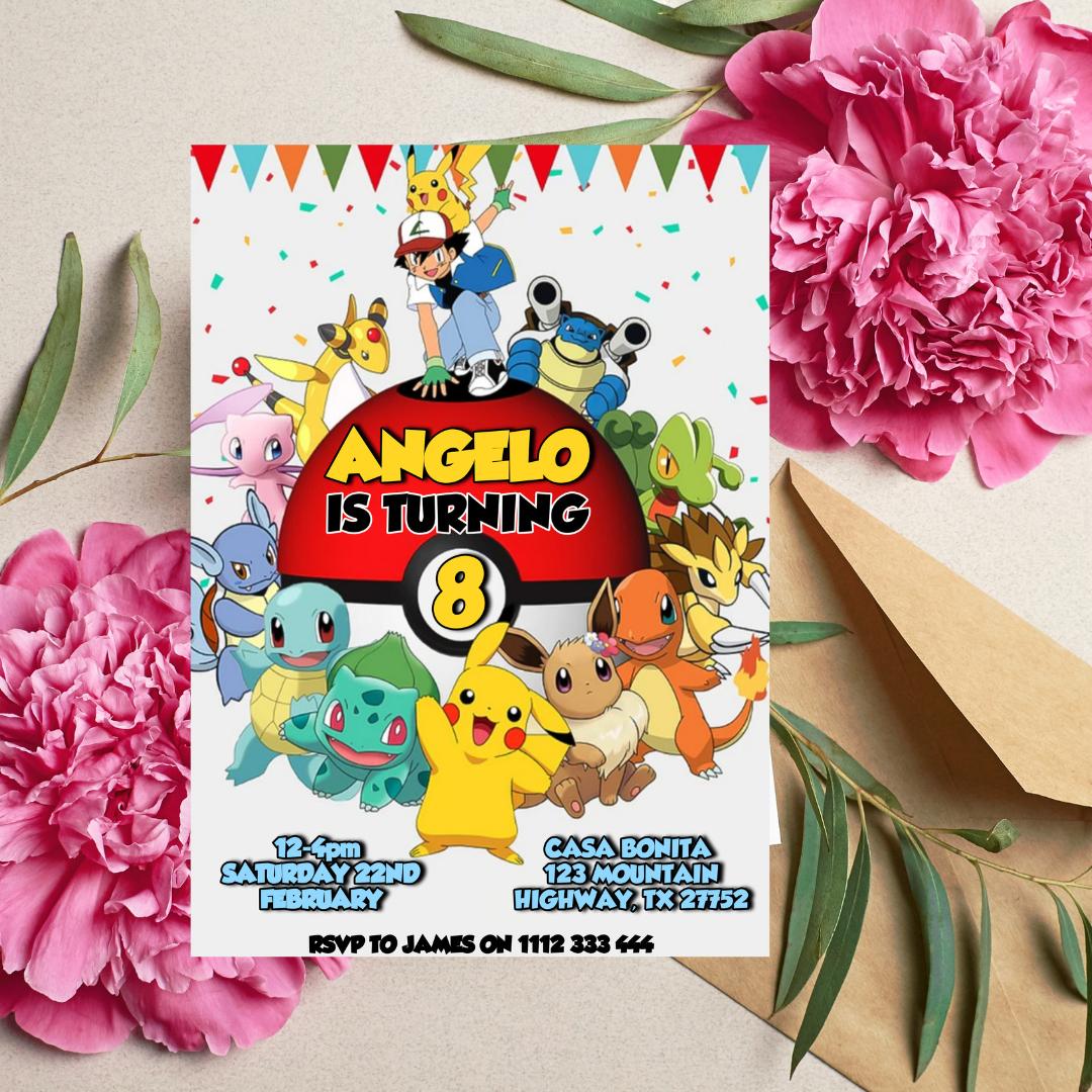 Invitación editable de Pokémon/Invitación de cumpleaños imprimible de ...