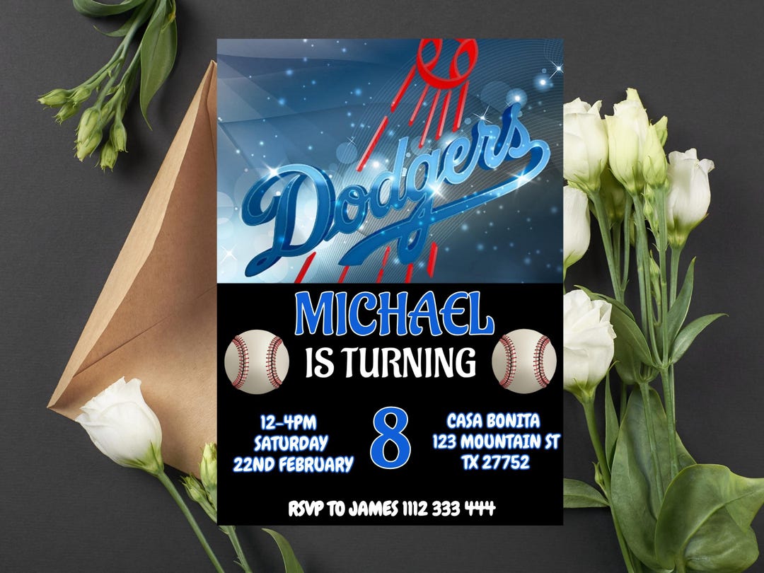 Editable LA Dodgers Birthday Invitation | Digital LA Dodgers Invitation ...