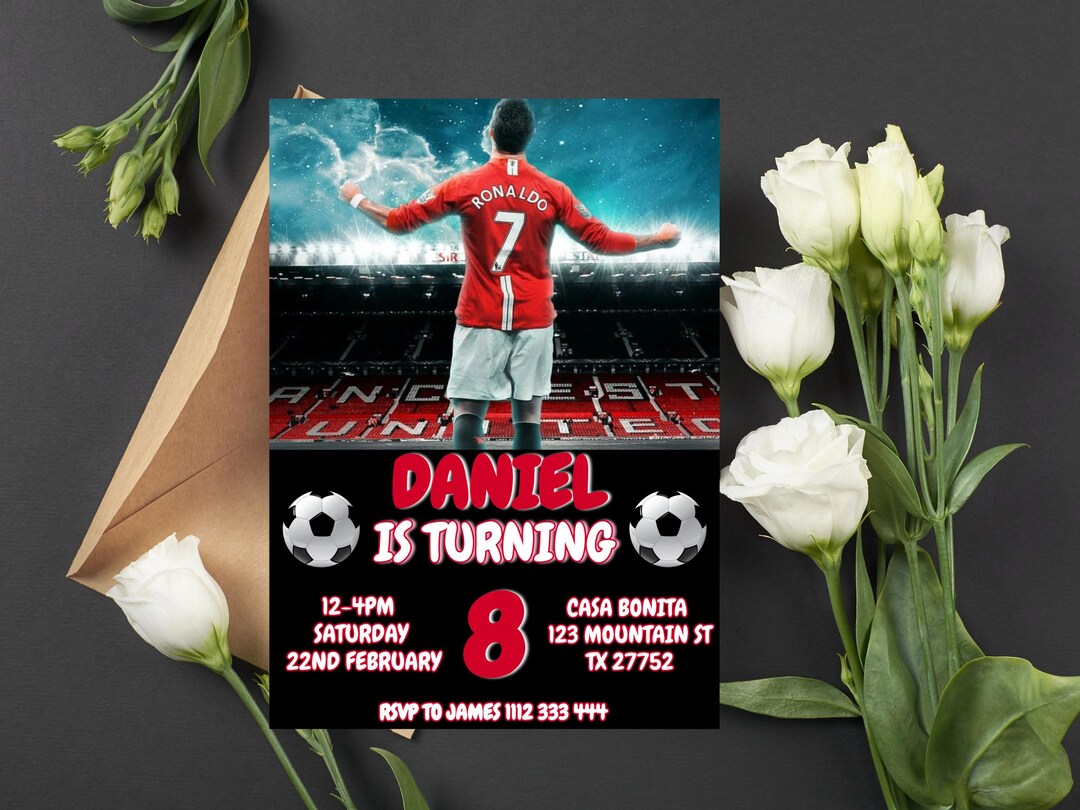 Editable Cristiano Ronaldo Birthday Invite | Cristiano Ronaldo Digital ...