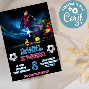 Editable Lionel Messi Birthday Invitation | Lionel Messi Digital ...