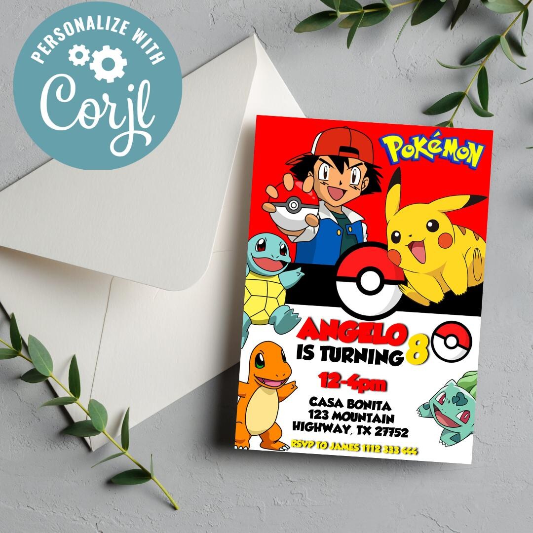 Editable Pokemon Invitation/pokemon Printable Birthday Invitation ...