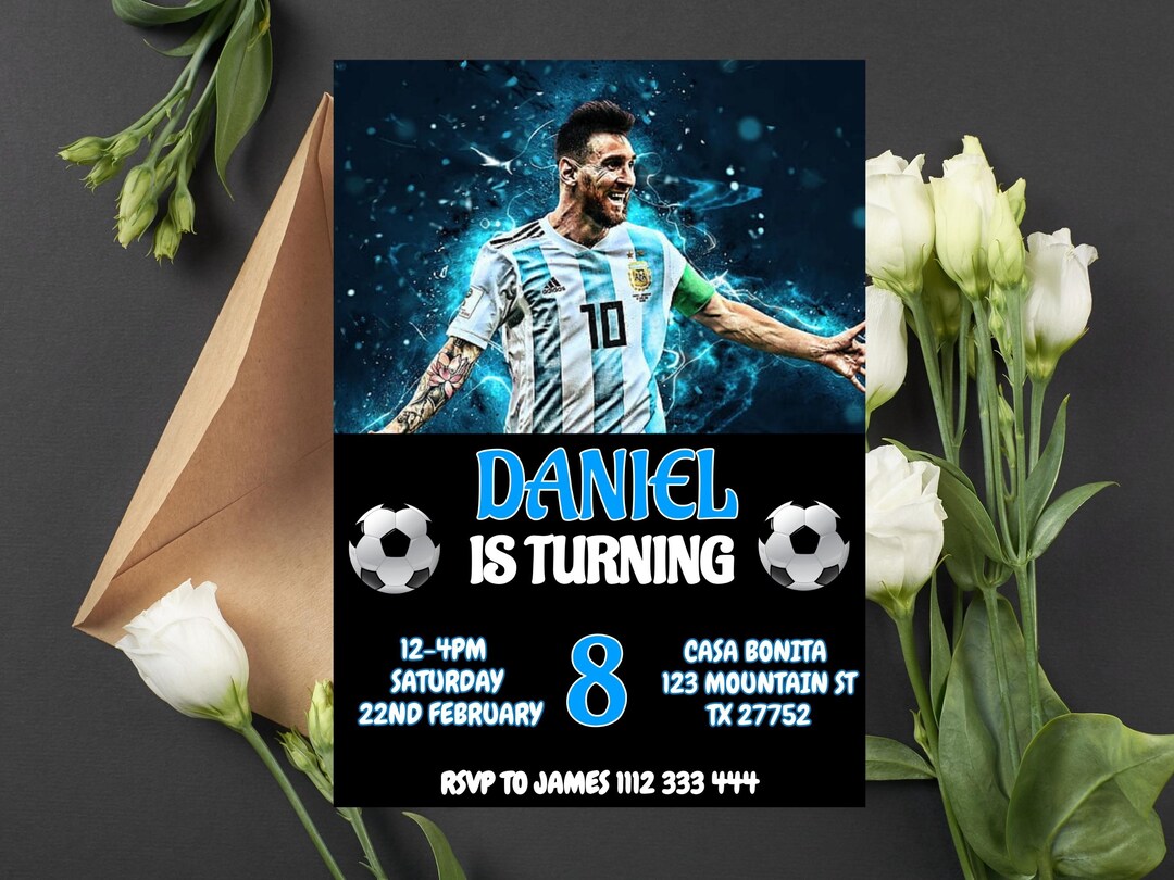 Editable Lionel Messi Birthday Invitation | Lionel Messi Digital ...