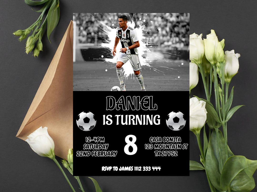 Editable Cristiano Ronaldo Birthday Invite | Cristiano Ronaldo Digital ...