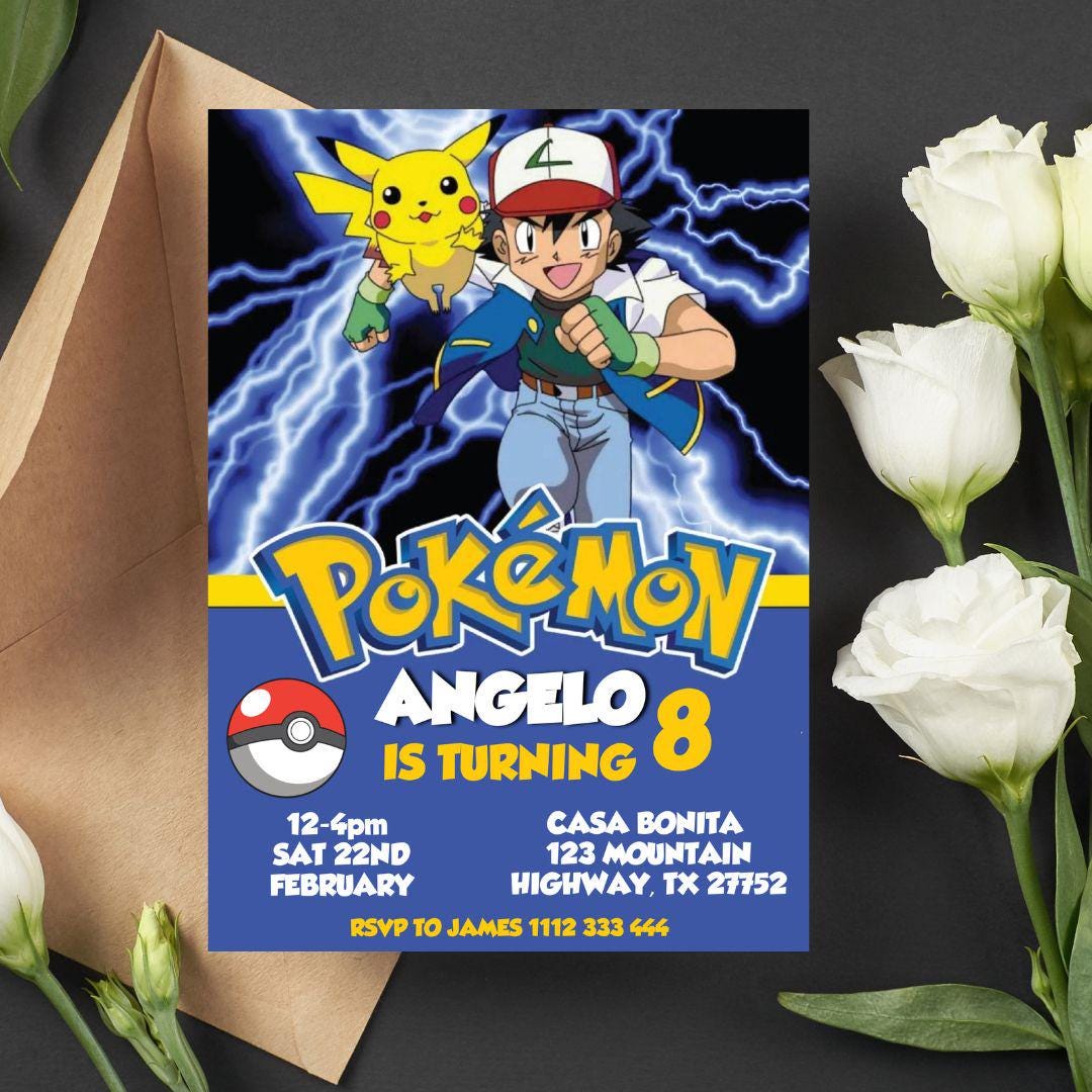 Editable Pokemon Invitation/pokemon Printable Birthday Invitation ...