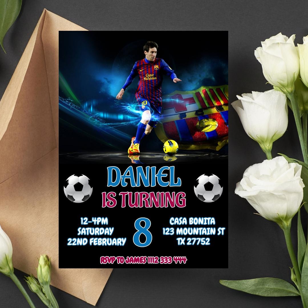 Editable Lionel Messi Birthday Invitation | Lionel Messi Digital ...