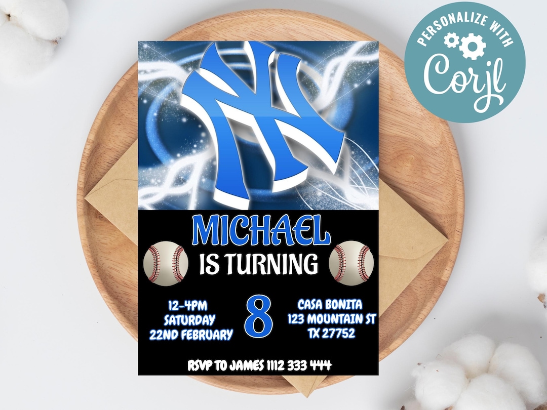 Editable New York Yankees Birthday Invitation | Digital New York ...