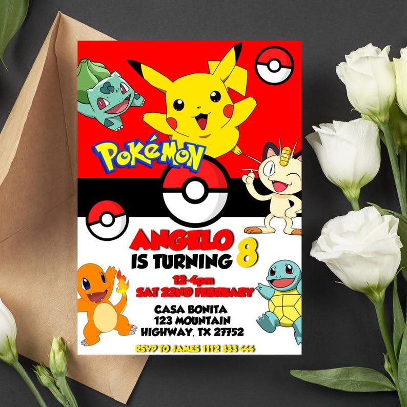 Editable Pokemon Invitation/pokemon Printable Birthday Invitation ...