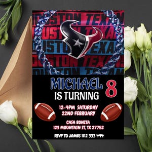 Editable Houston Texans Birthday Invitation | Digital Houston Texans ...
