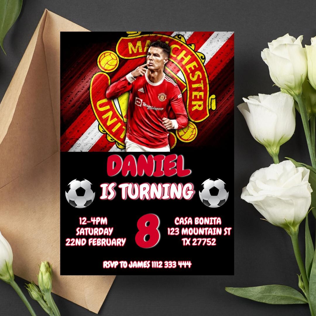 Editable Cristiano Ronaldo Birthday Invite | Cristiano Ronaldo Digital ...