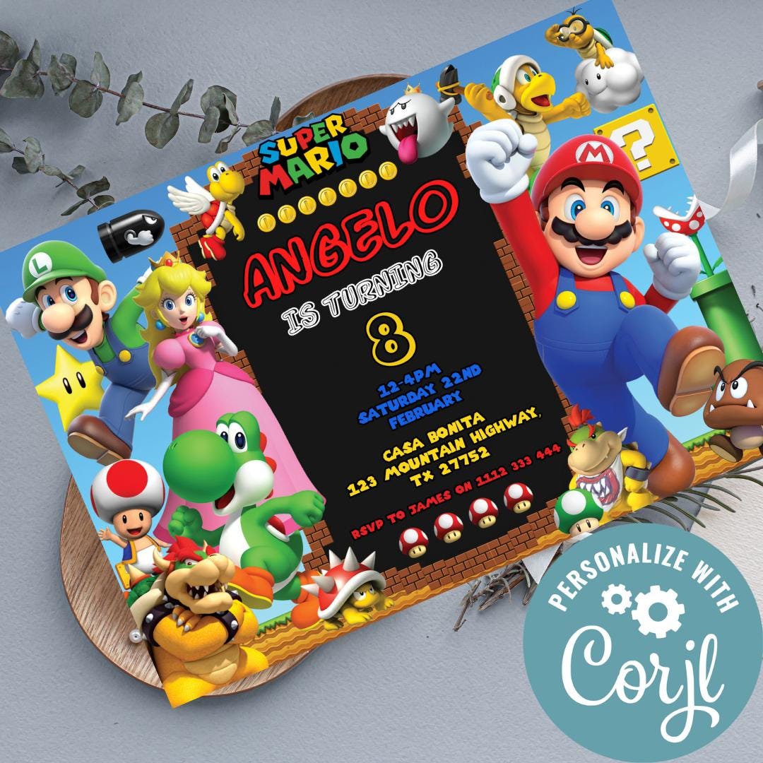Super Mario Birthday Invitation Instant Download/mario Birthday ...