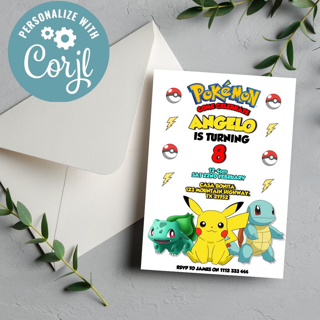 Editable Pokemon Invitation/pokemon Printable Birthday Invitation ...