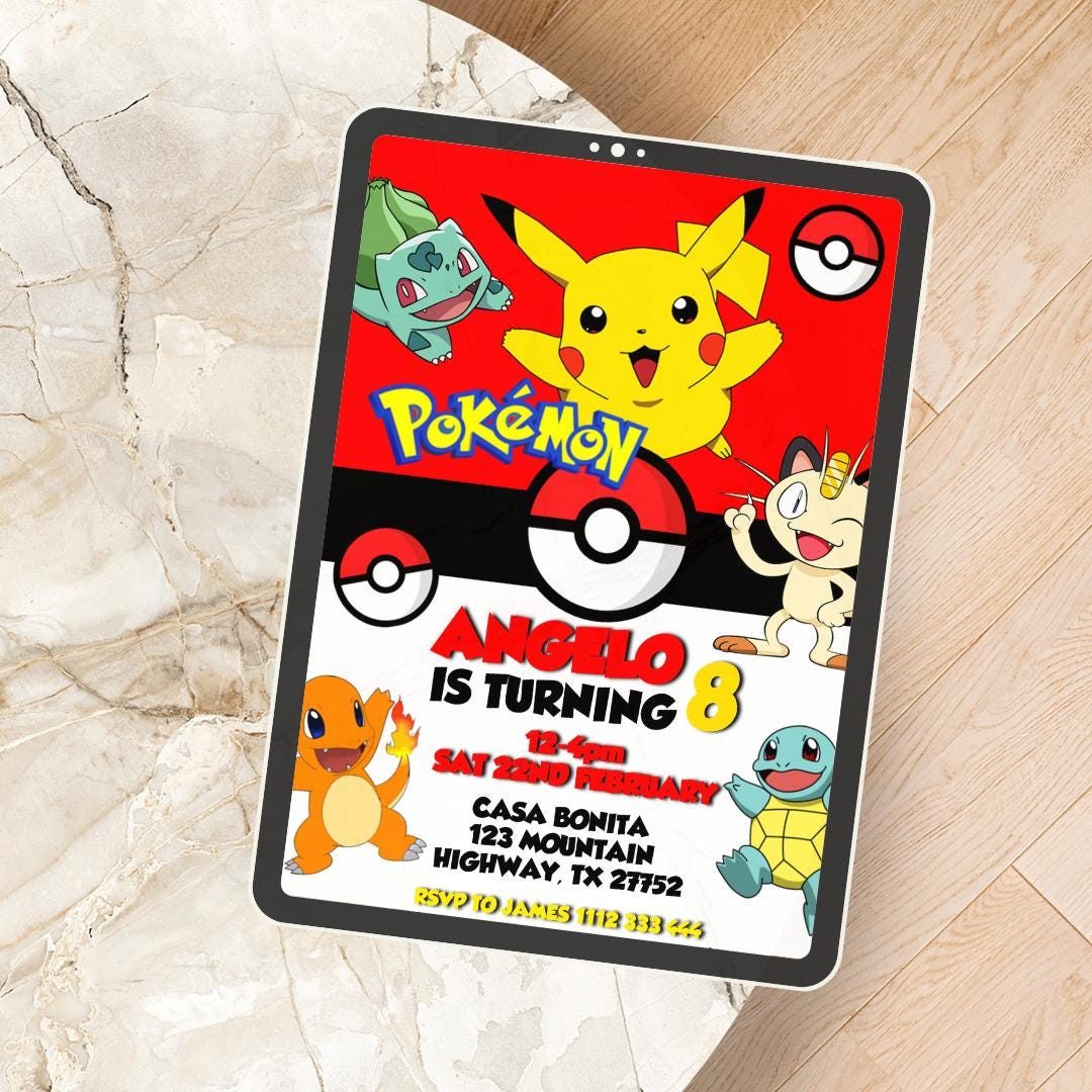 Editable Pokemon Invitation/pokemon Printable Birthday Invitation ...