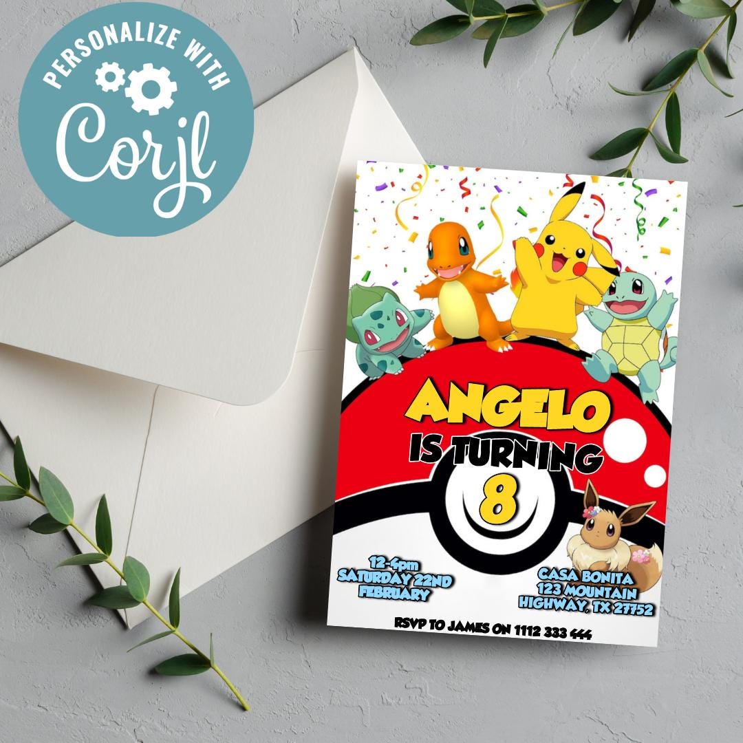 Editable Pokemon Invitation/pokemon Printable Birthday Invitation ...