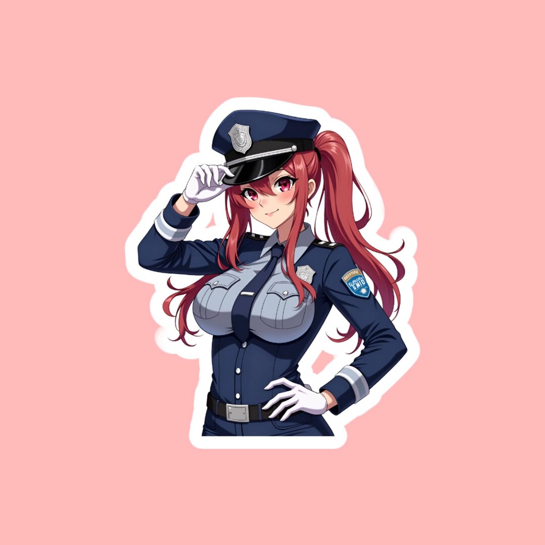 Anime Waifu Police Woman Kiss-cut Stickers, Otaku Gift, Japanese Cute ...