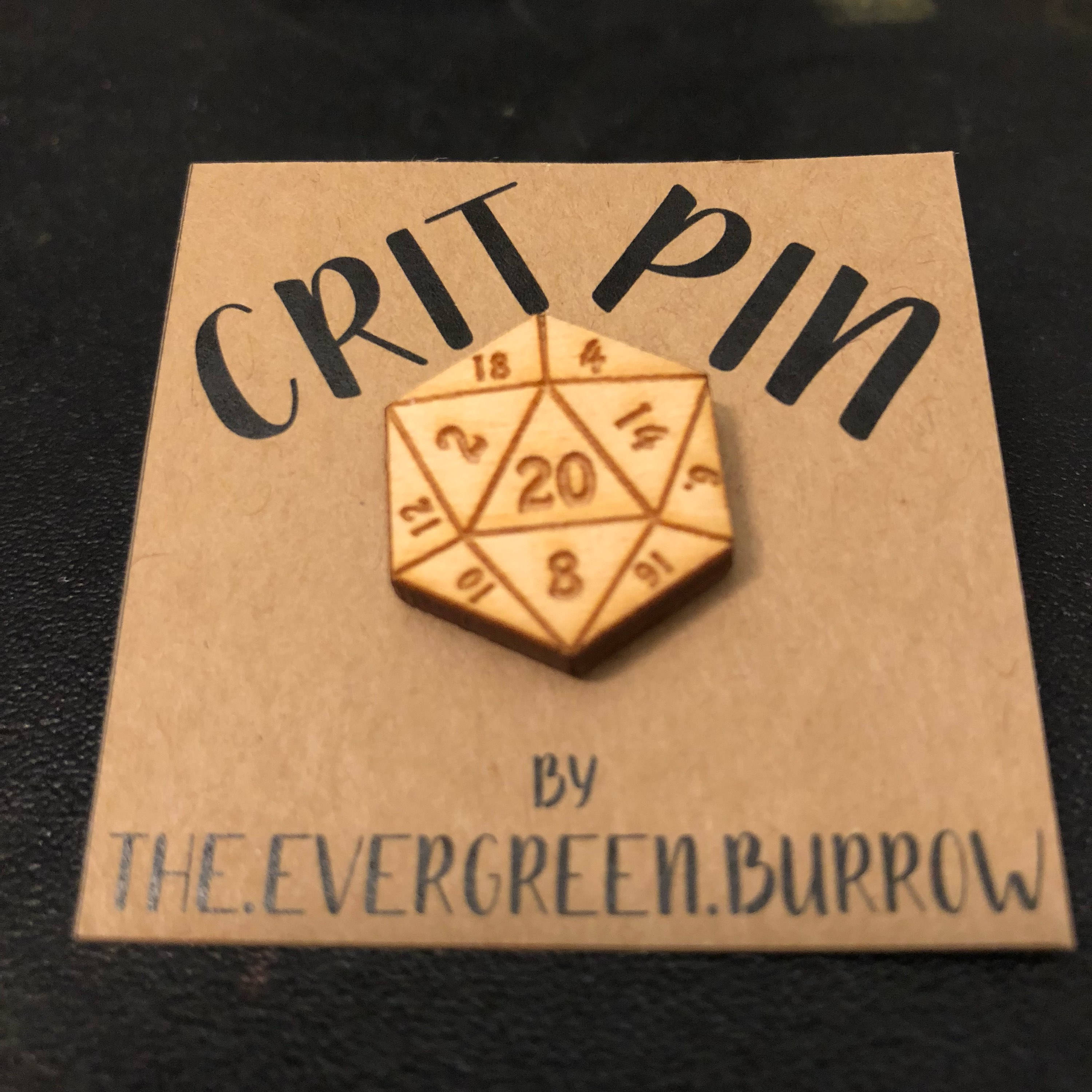 D20 Critical Hit Wooden Pin | Etsy