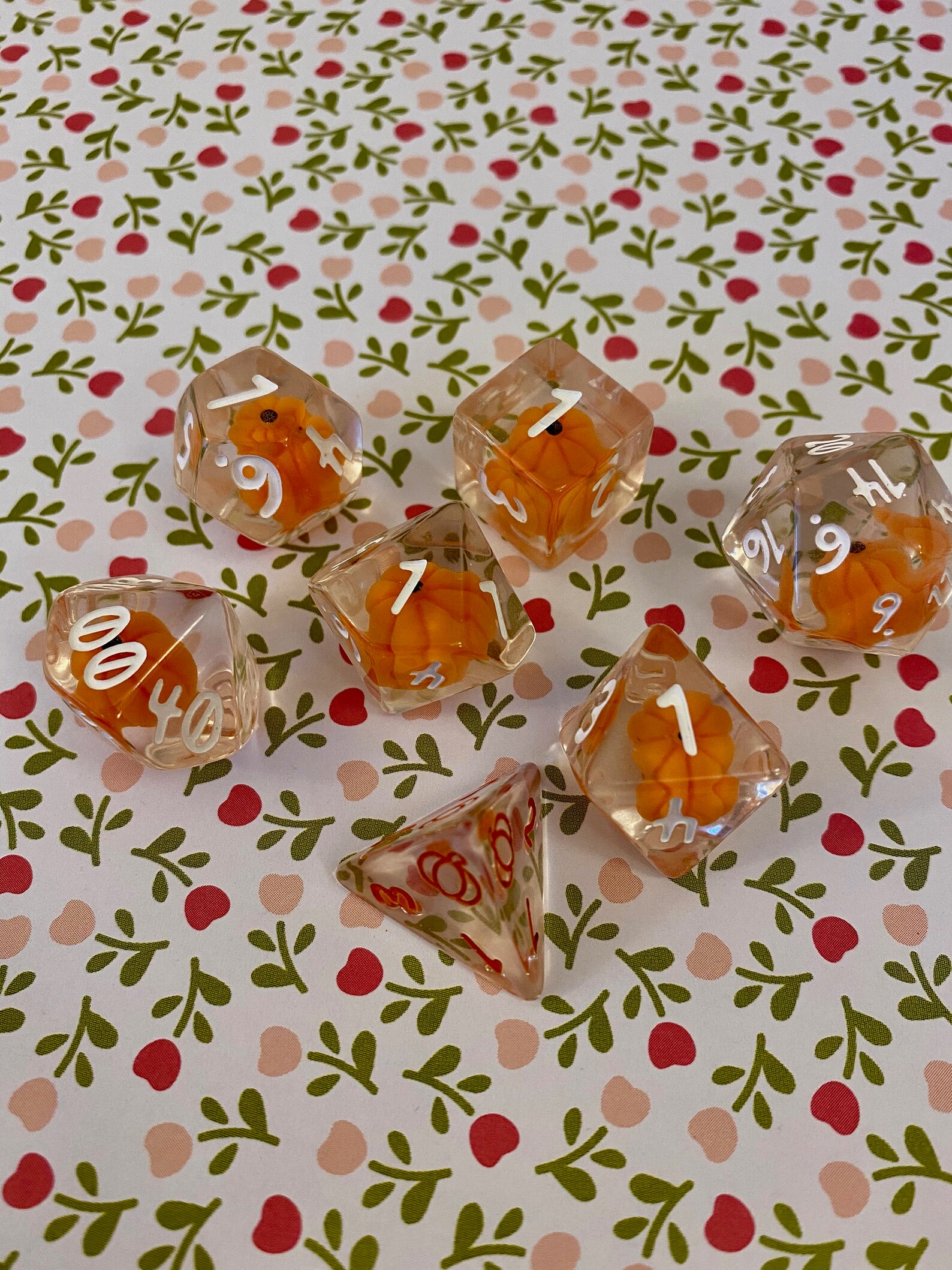 Pumpkin Polyhedrals 7 Pc Polyhedral Dice Set With Tiny | Etsy