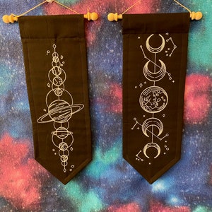 Moon Phase Celestial Banner Pennant Space Banner - Etsy