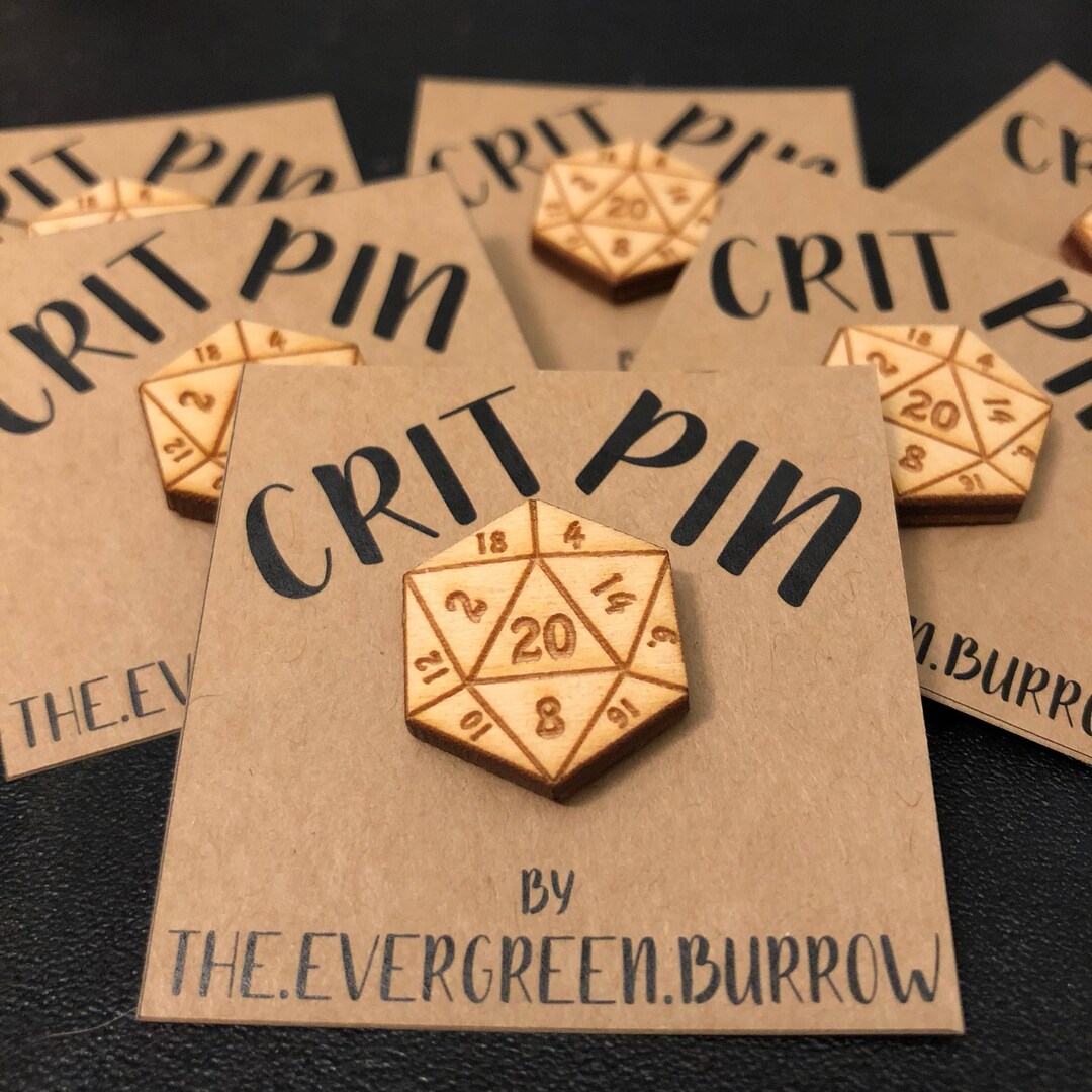 D20 Critical Hit Wooden Pin - Etsy