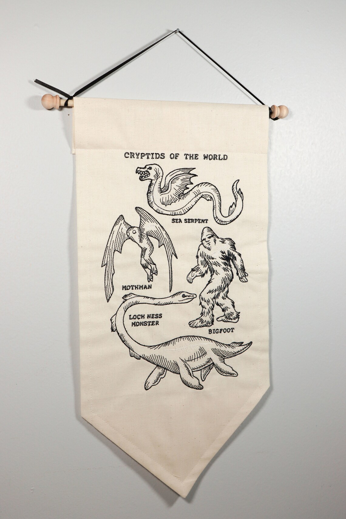 Cryptids of the World Embroidered Banner - Etsy