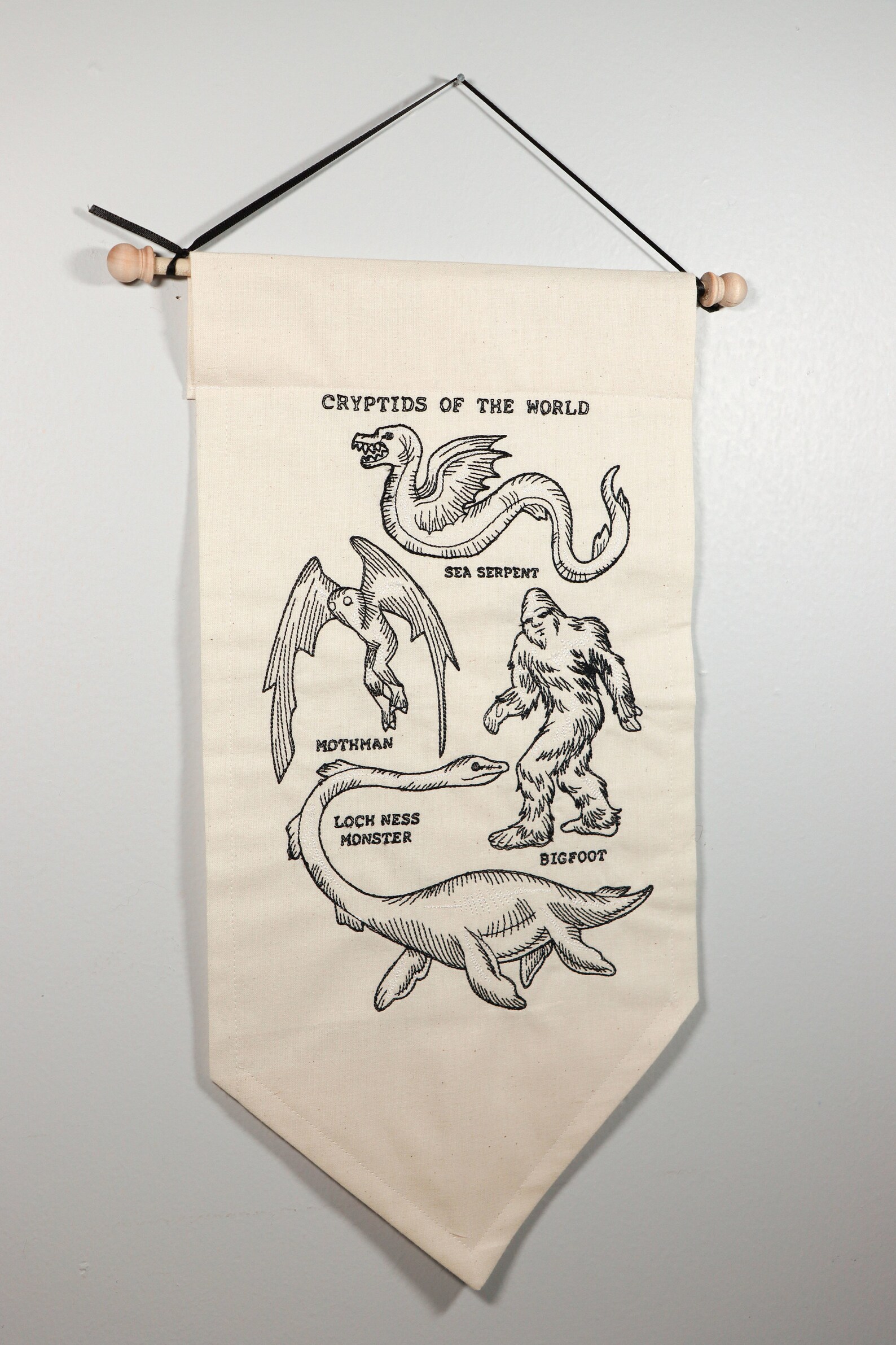 Cryptids of the World Embroidered Banner - Etsy
