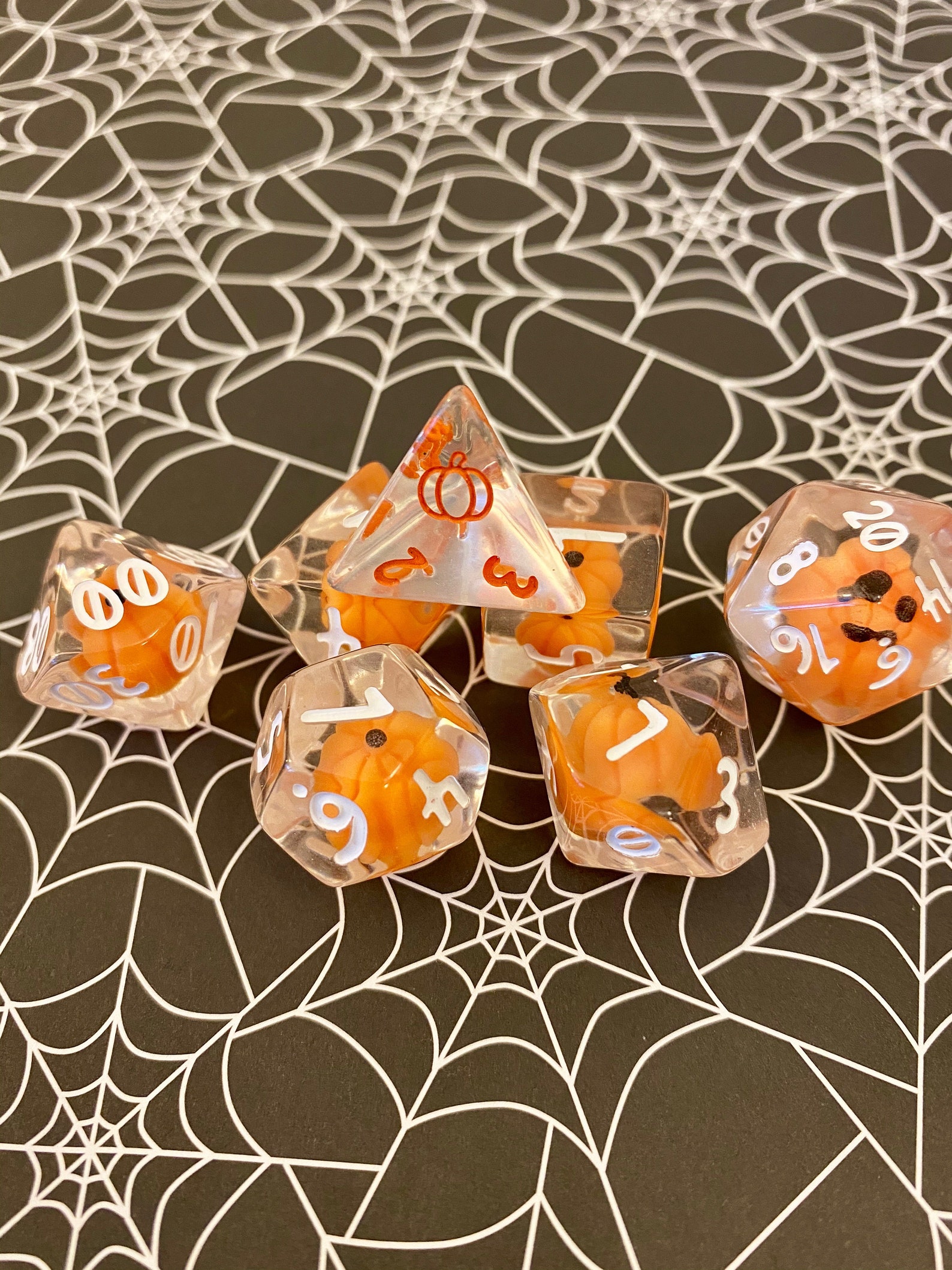 Pumpkin Polyhedrals 7 Pc Polyhedral Dice Set With Tiny - Etsy