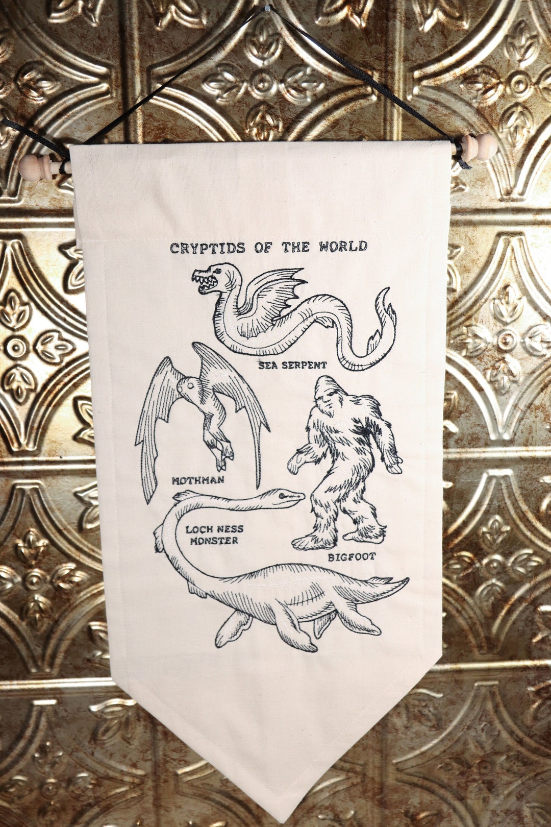 Cryptids of the World Embroidered Banner - Etsy