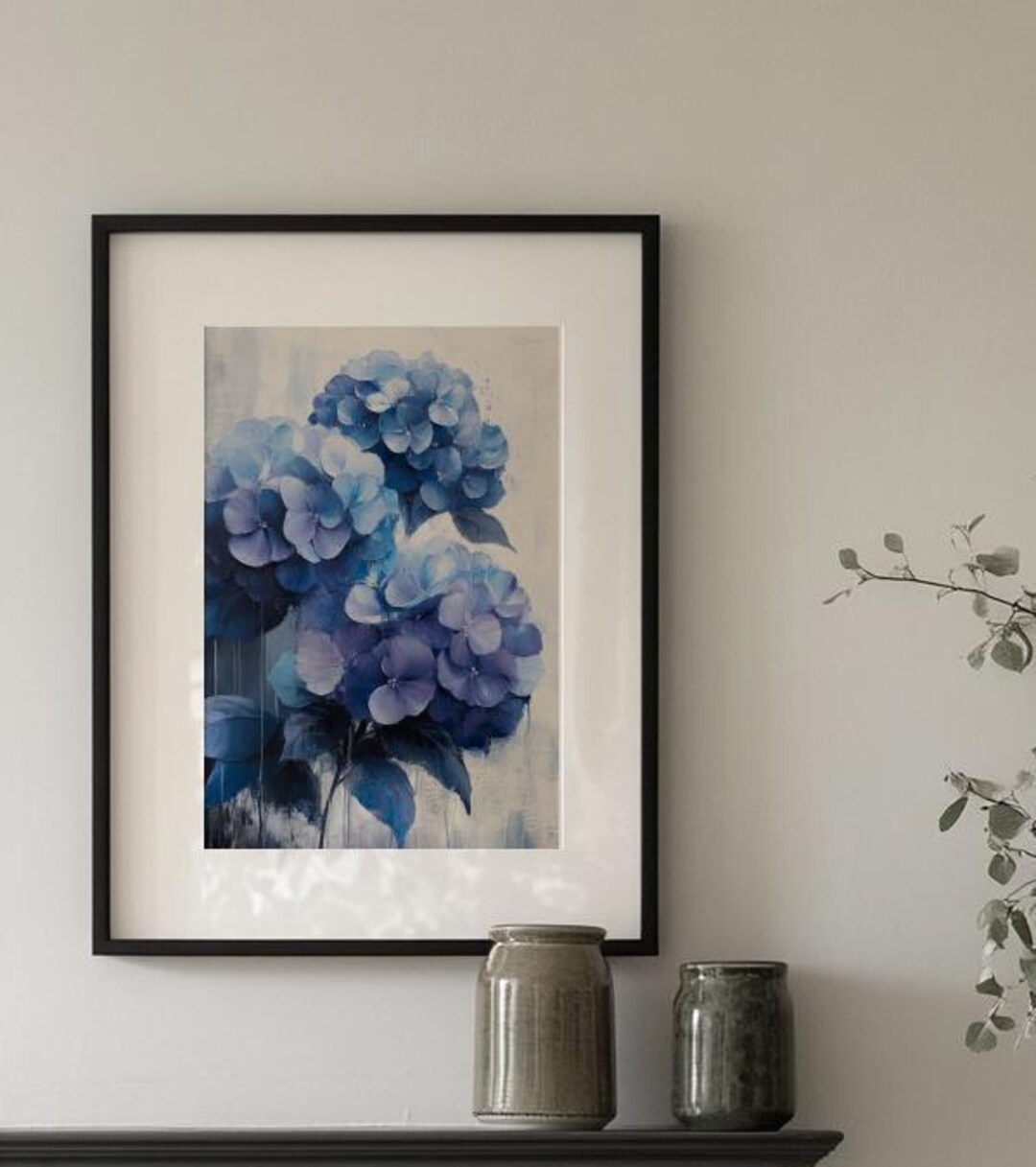 Hydrangea Wall Art, Hydrangea Painting, Flower Wall Art, Bathroom Wall ...