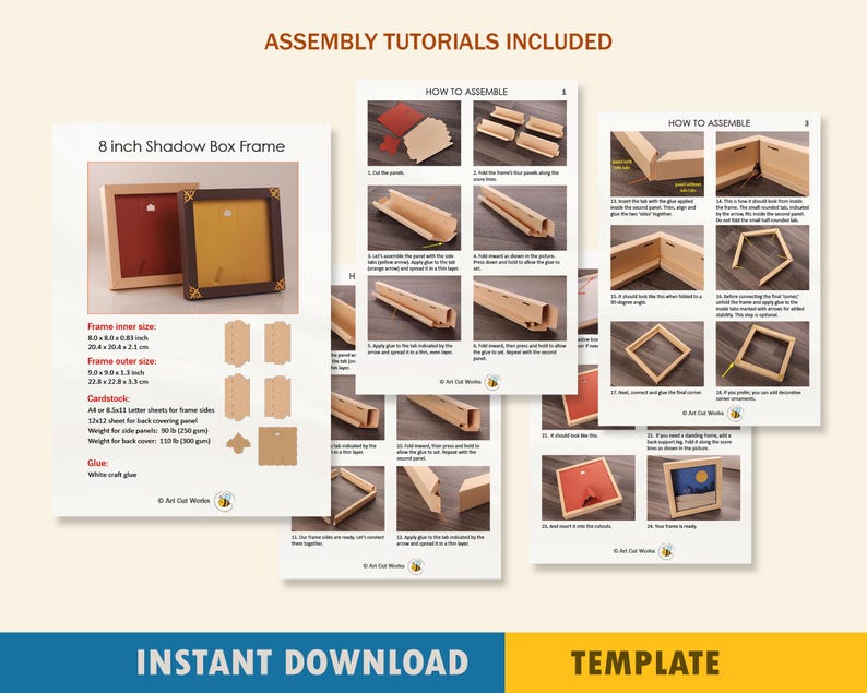 Shadow Box Frame SVG Template, 8x8 Frame, Square Frame, Lightbox Frame ...