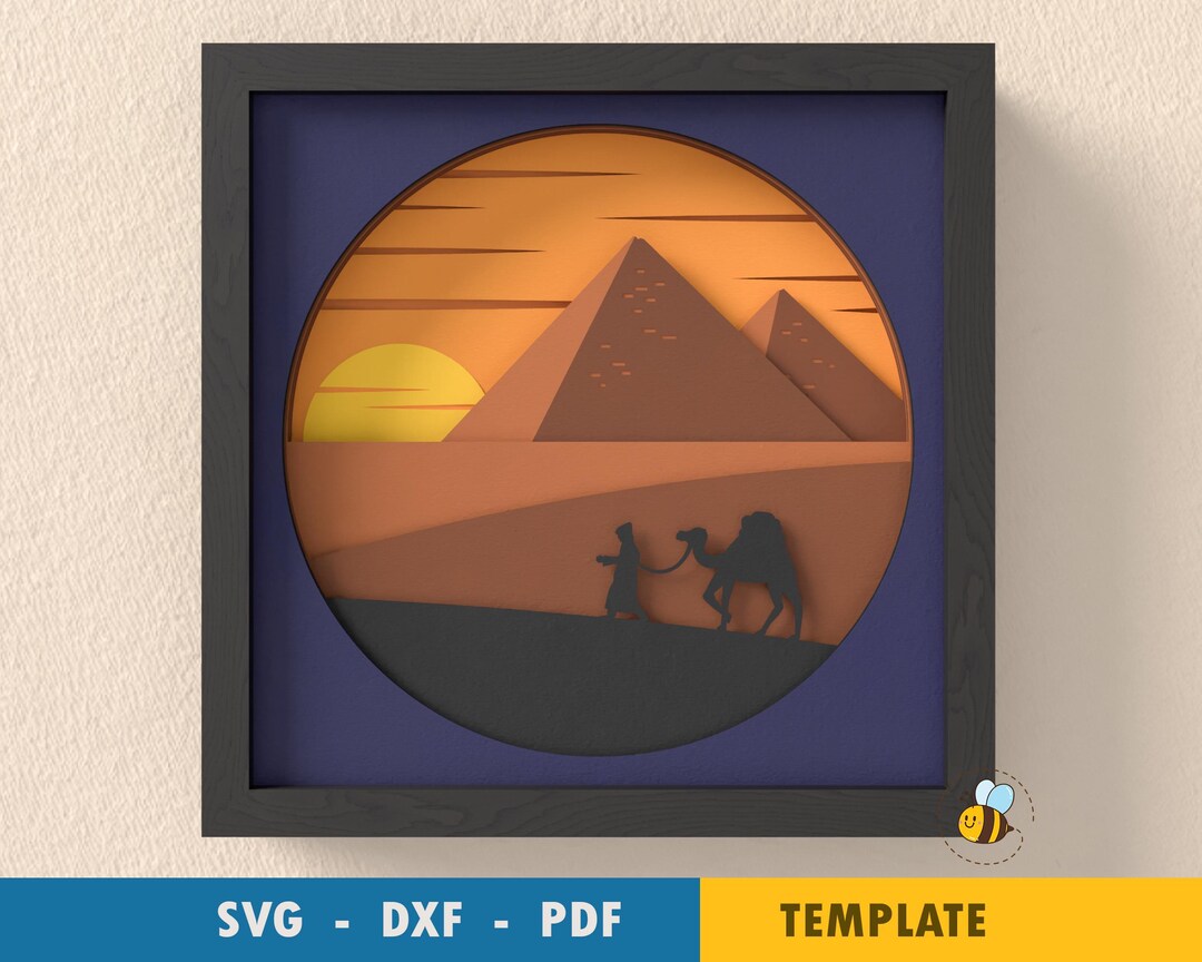Shadow Box Desert Sunset SVG Template, Landscape SVG, Easy Shadowbox ...