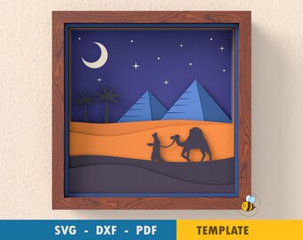 Shadow Box Cat on the Moon SVG Template, Easy Shadowbox, Wall Decor SVG ...