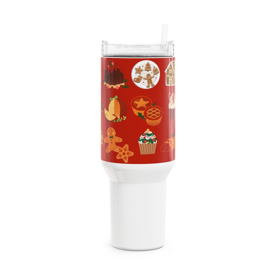 Kawaii Holiday Feast Tumbler - Cute Design, 40oz Cup, Fun Drinkware ...