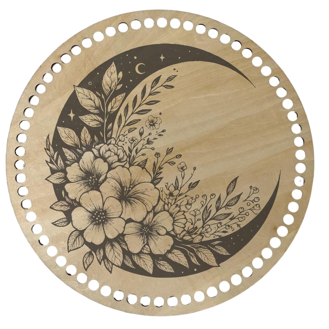 Laser Engraved Your Choice Moon Designs 3mm Wood Round For: Crochet ...